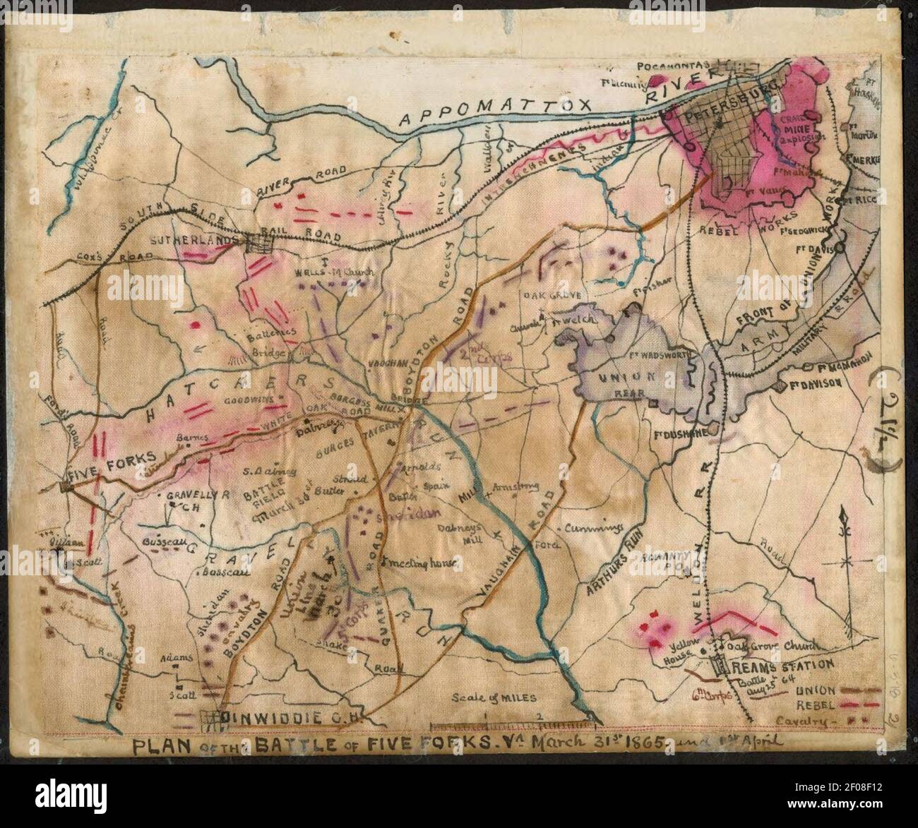 Plan of the Battle of Five Forks, Va., March 31st 1865 and 1st April ...