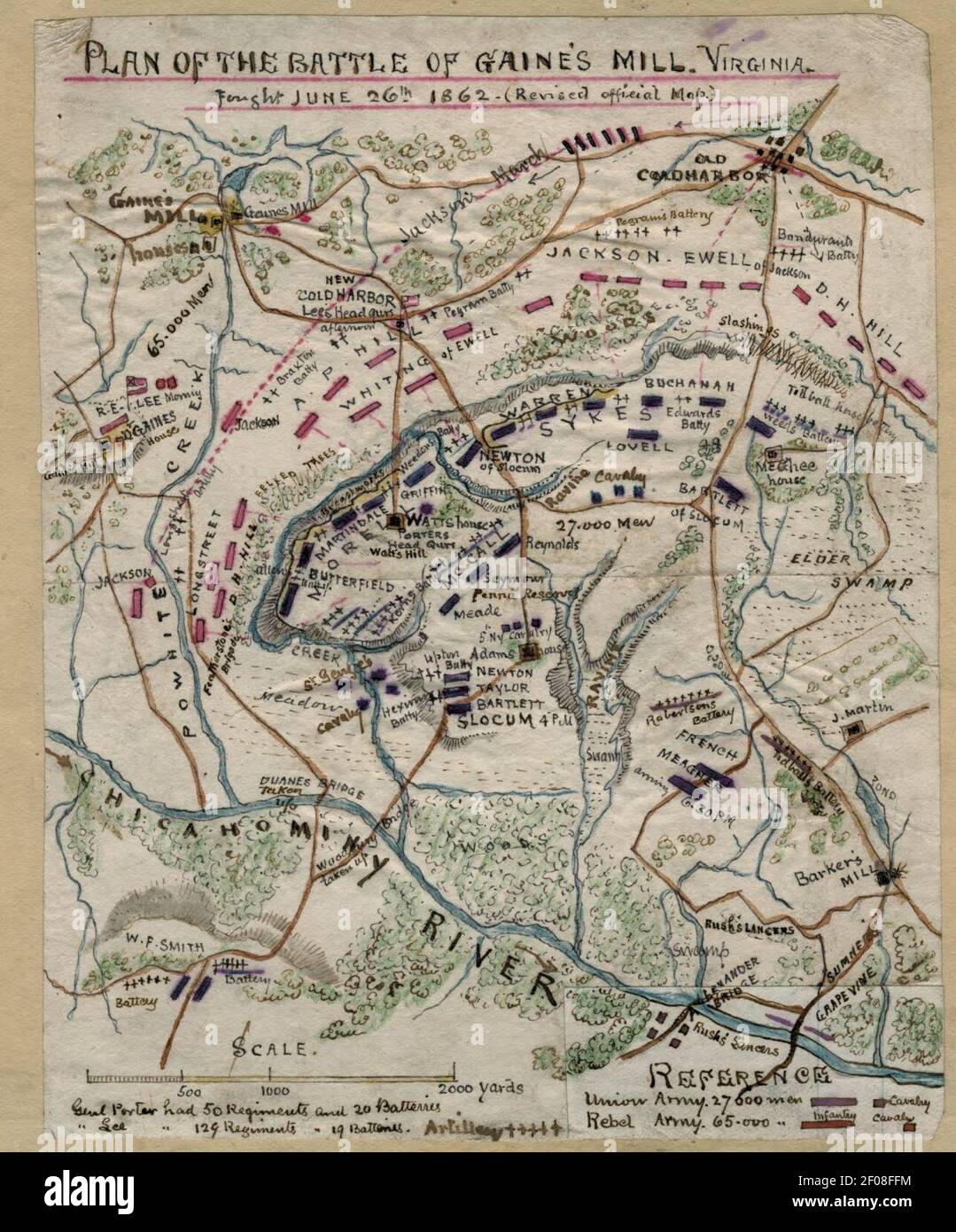 Plan of the Battle of Gaines' Mill, Virginia, fought June 26th 1862 ...