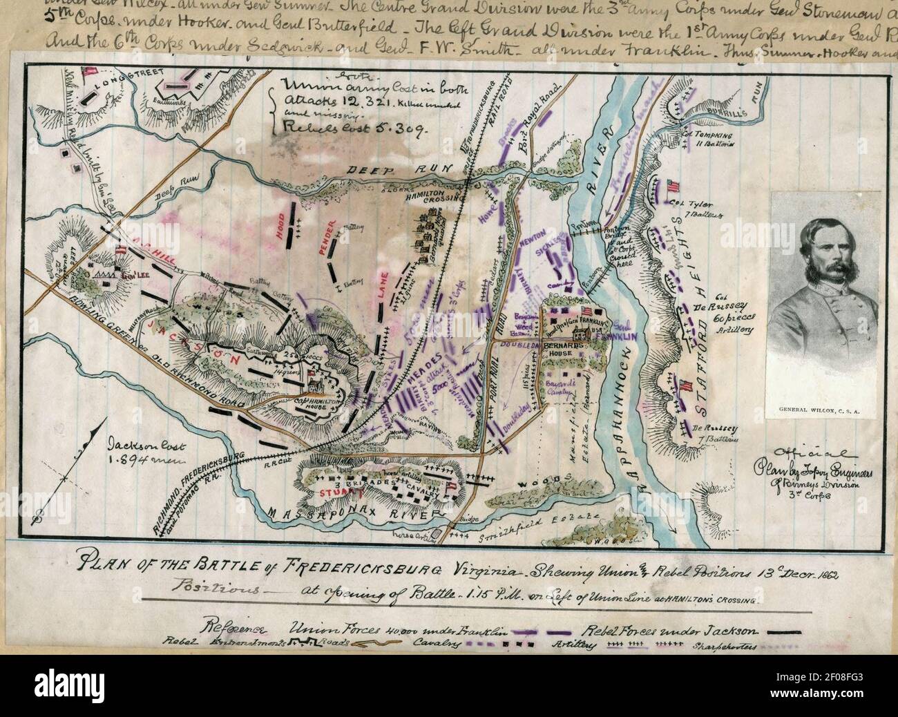 Plan of the battle of Fredericksburg, Virginia - shewing (sic) Union ...