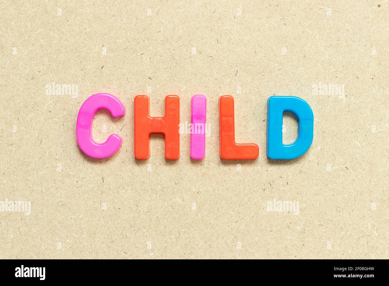 Color alphabet letter with word child on wood background Stock Photo ...