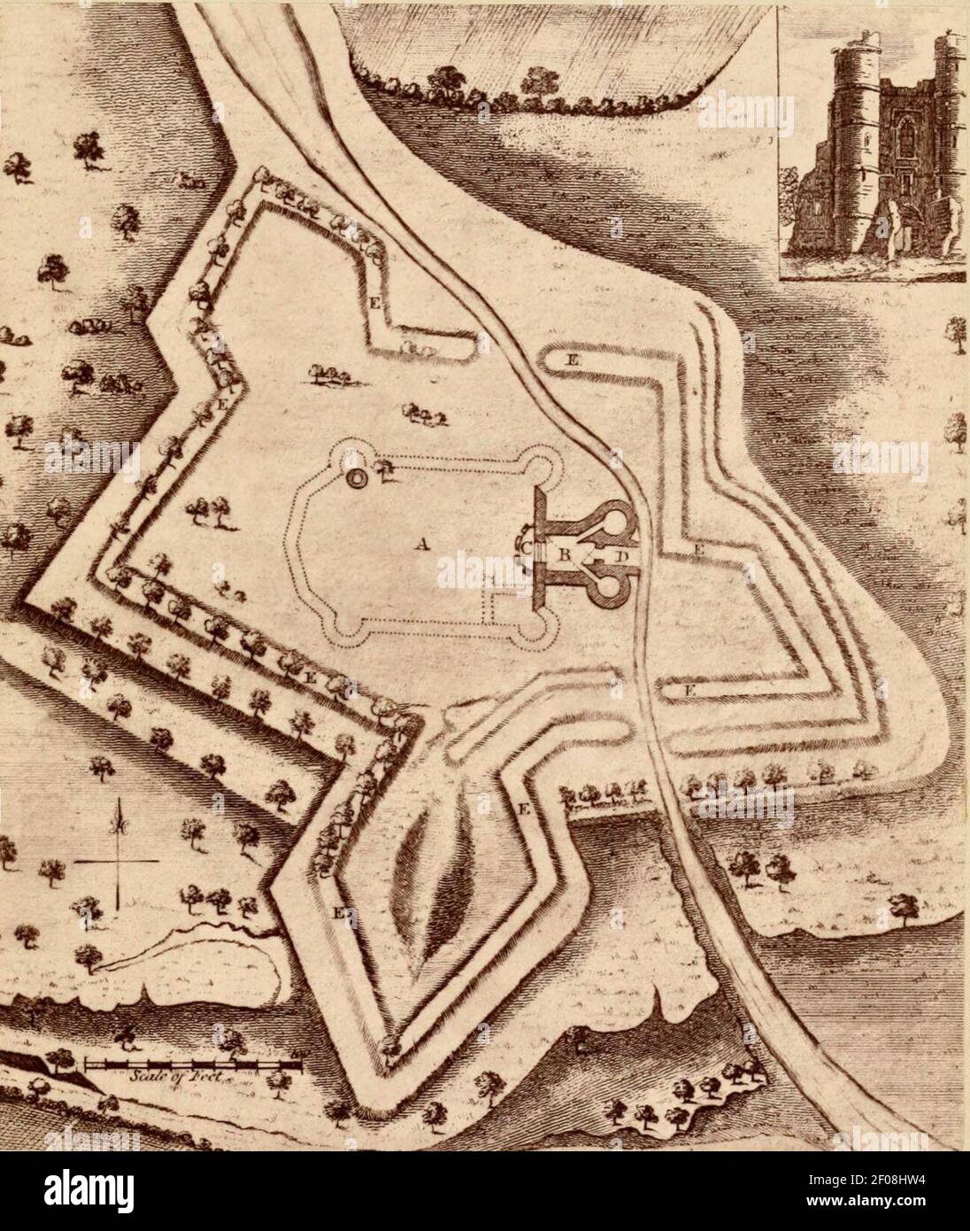 Plan of the defences of Doddington Castle Stock Photo - Alamy