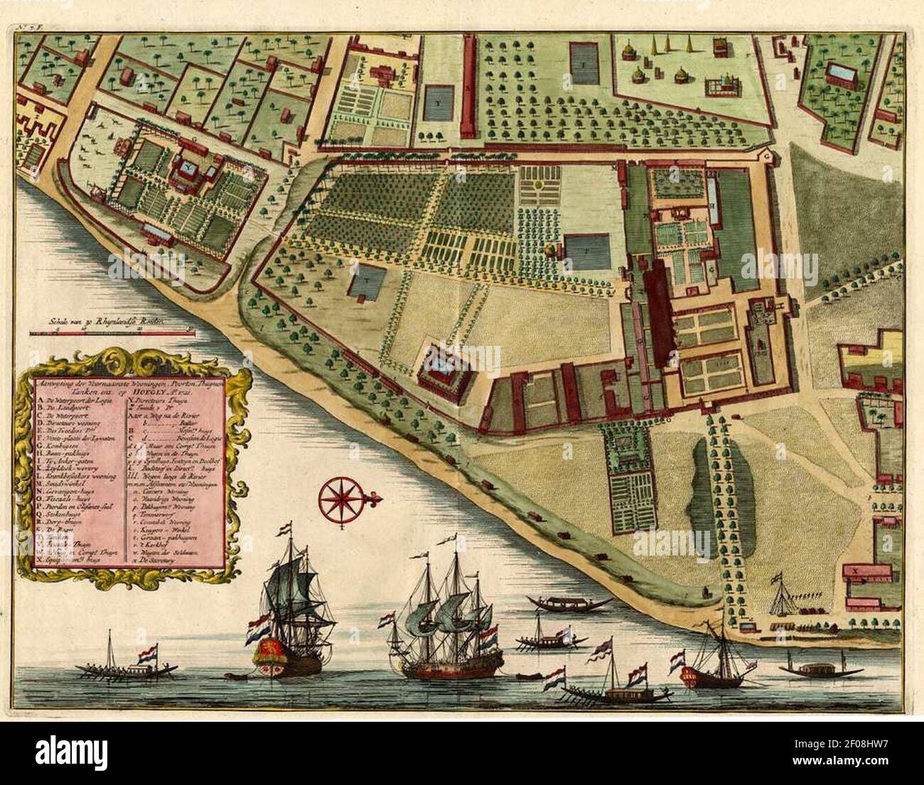 Plan of the Dutch factory at Hooghly-Chinsura in 1721 Larger Stock ...