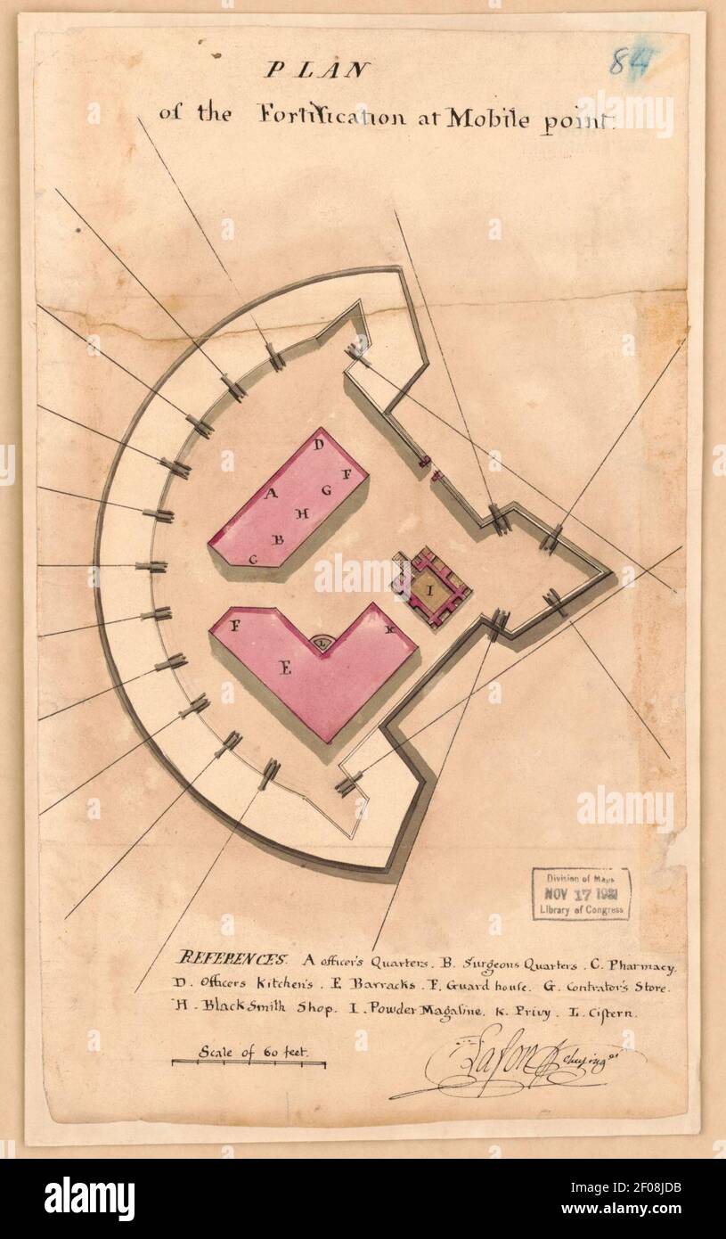 Plan of the fortification at Mobile Point Stock Photo - Alamy