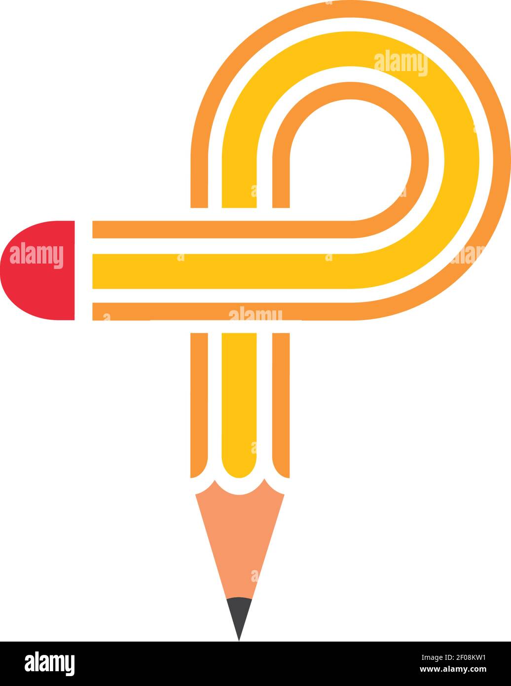 pencil p letter concept vector illustration icon and logo of education ...