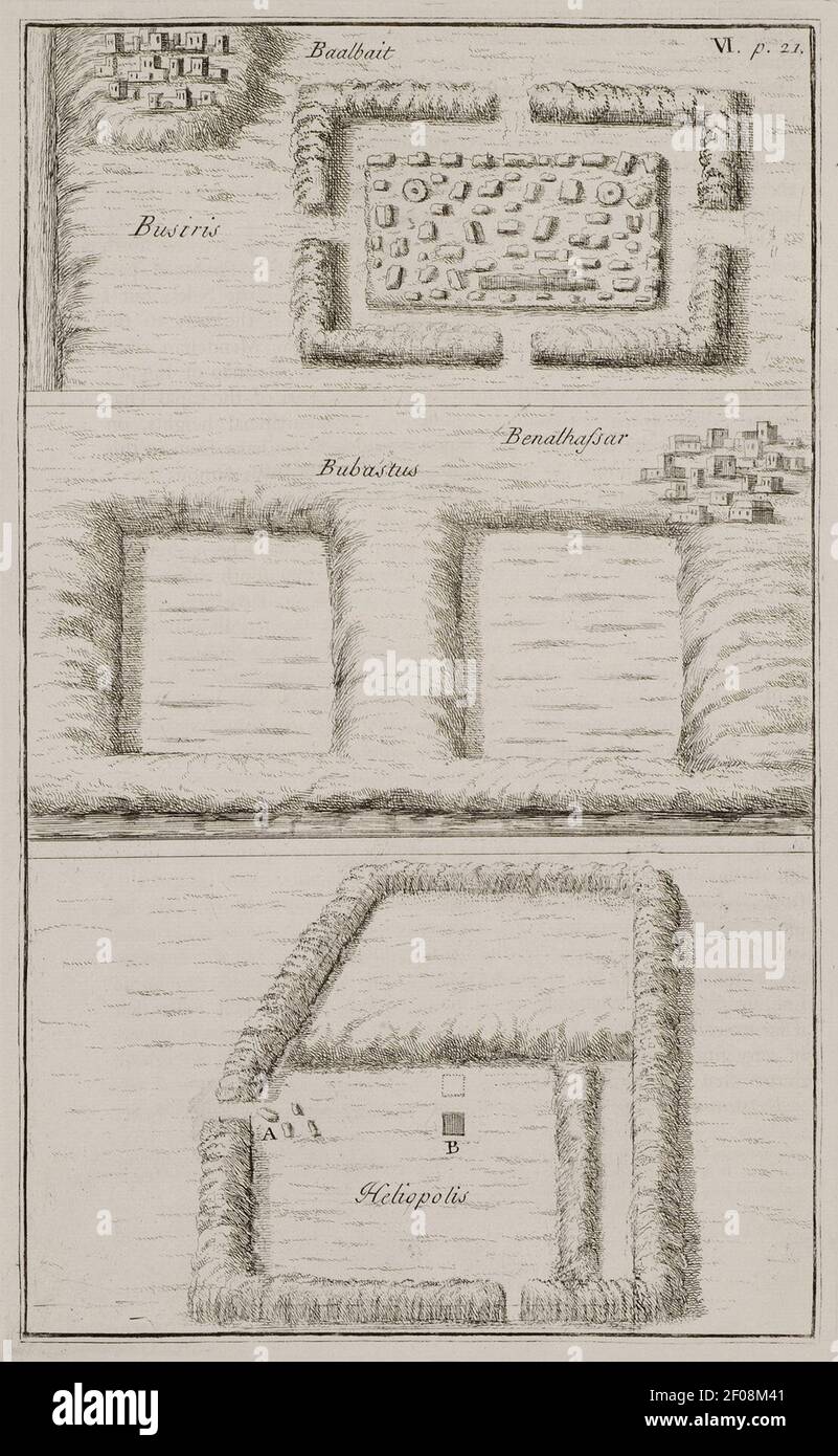 Plan of the ruins of the Temple of Isis in the ancient city Busiris ...