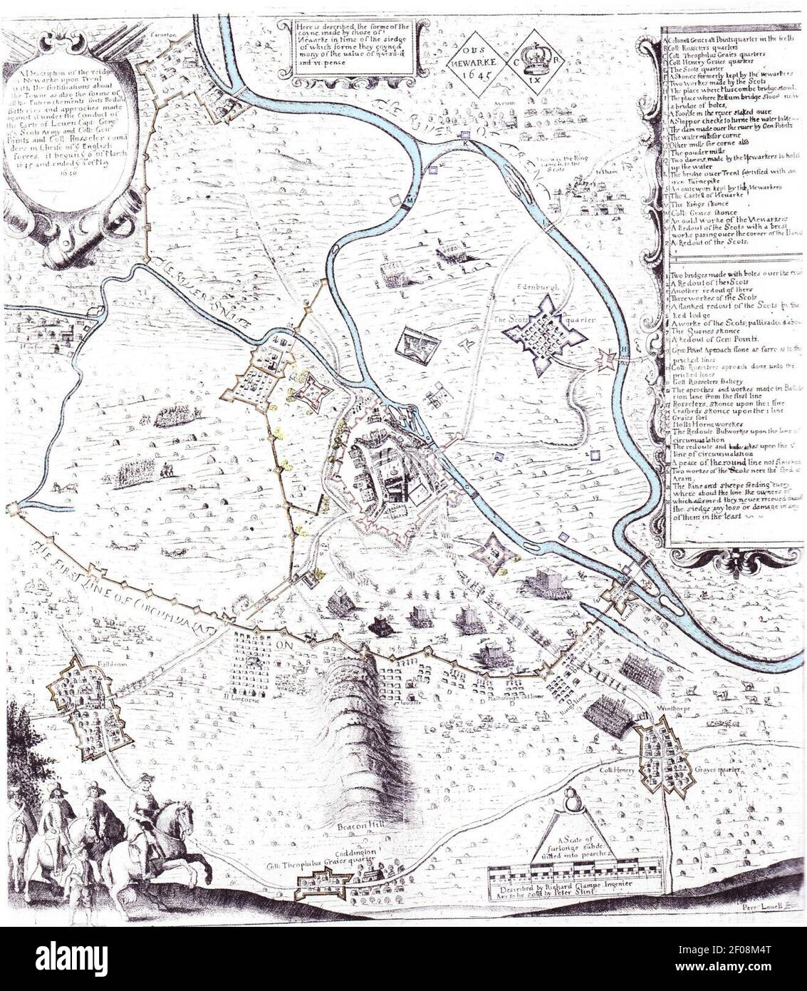 Plan of the siege of Neward (1646) p. 222 Stock Photo - Alamy