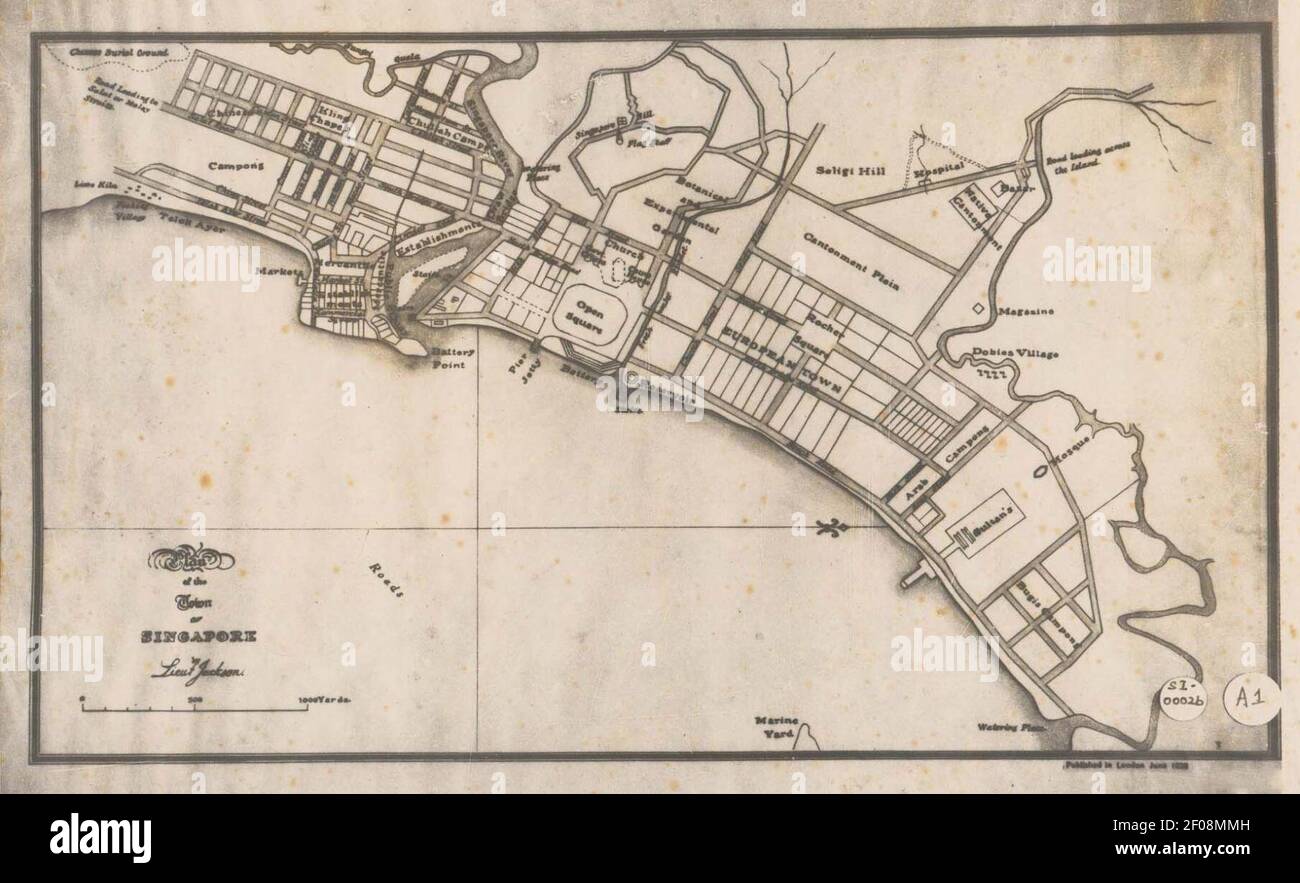 Plan of the Town of Singapore (1822) by Lieutenant Philip Jackson ...