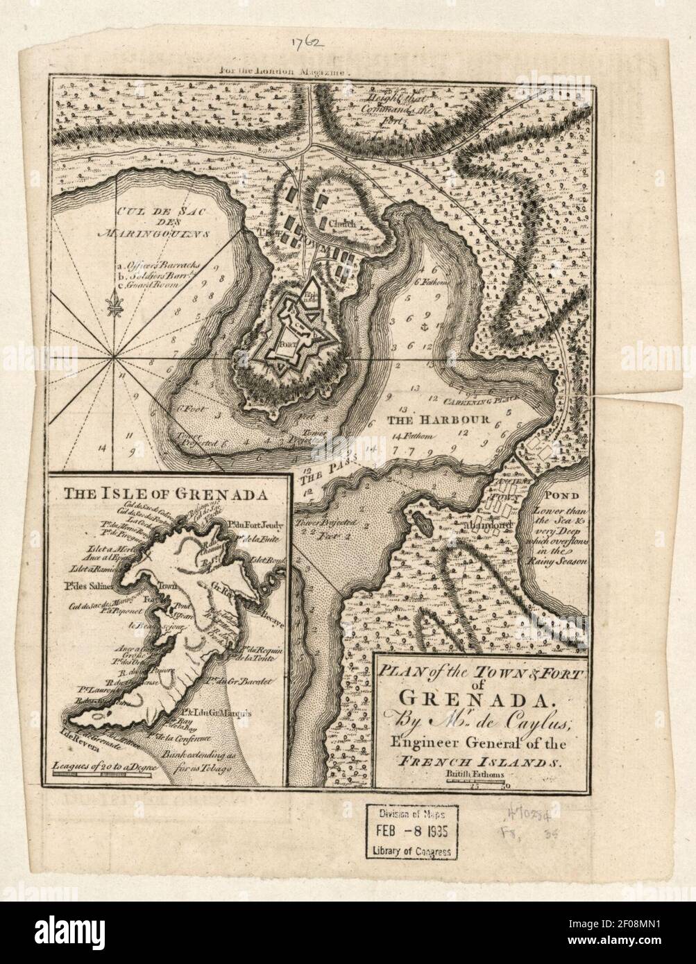 Plan of the town & fort of Grenada Stock Photo - Alamy