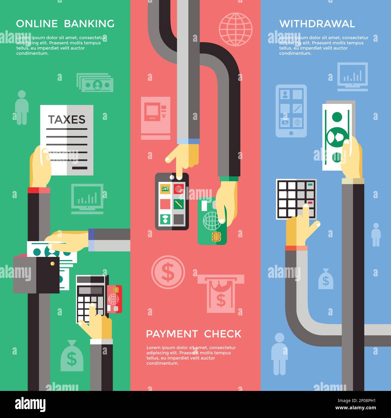 Self service for banking operations banners with online procedures ...