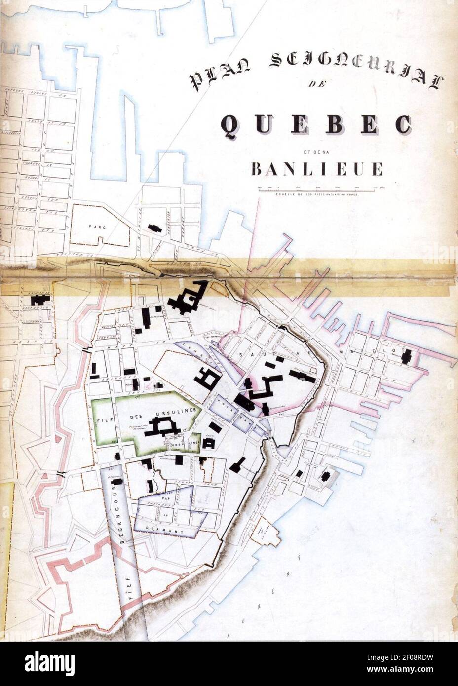 Plan seigneurial de Québec 1860 Stock Photo - Alamy