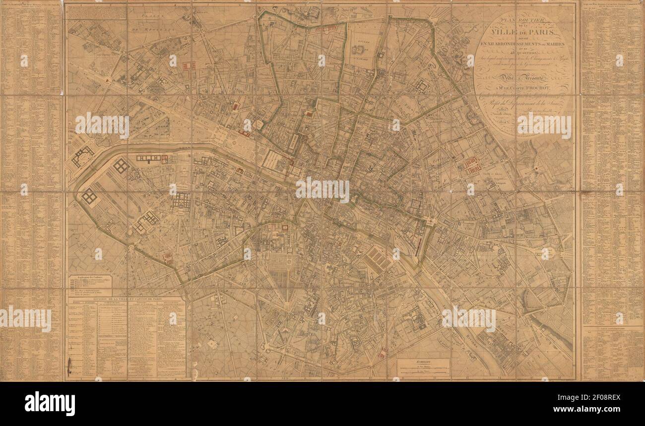 Plan routier de la ville de Paris by Charles Picquet, 1814 - Stanford ...