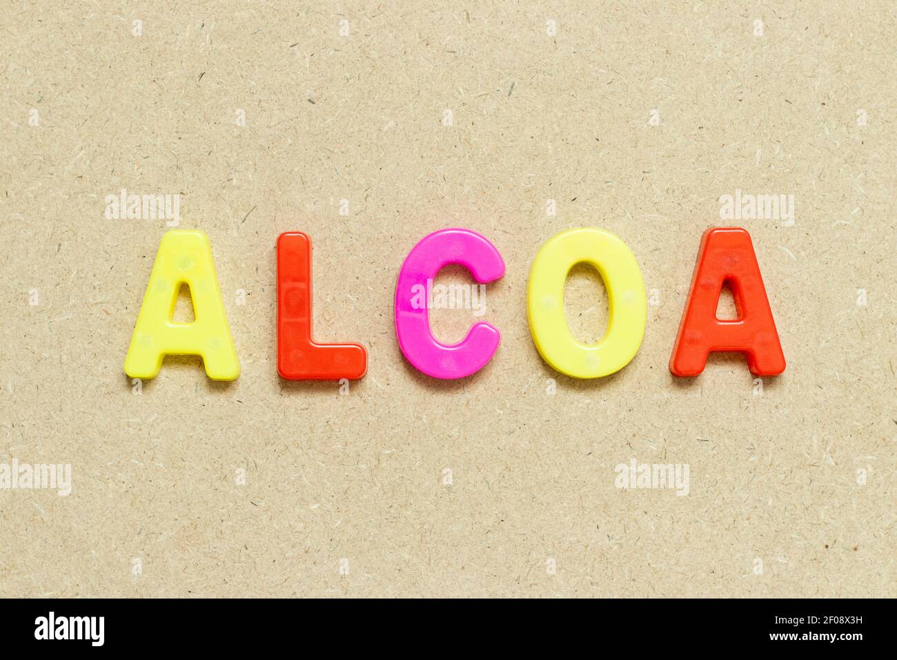 Color alphabet letter with word ALCOA (Abbreviation of Attributable ...