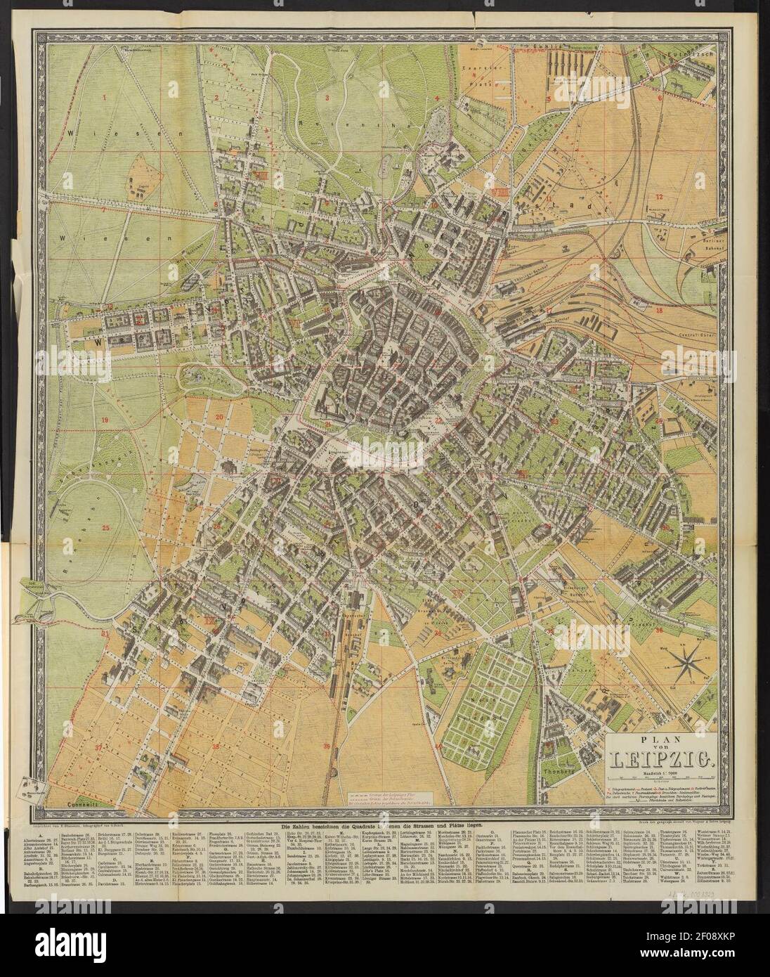 Plan von Leipzig 1884 Stock Photo - Alamy