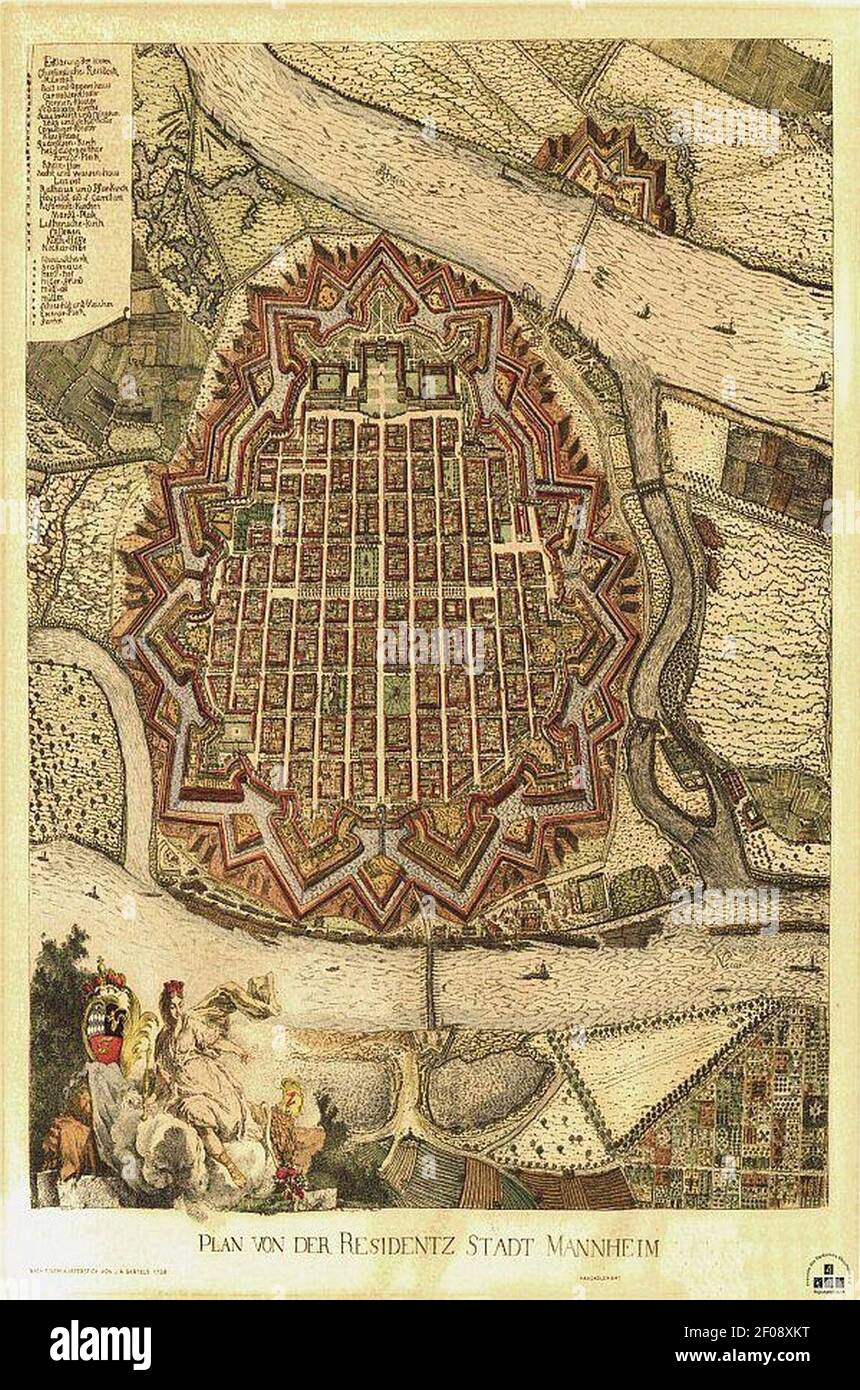 Plan von der Residentz Stadt Mannheim c1750 Stock Photo - Alamy