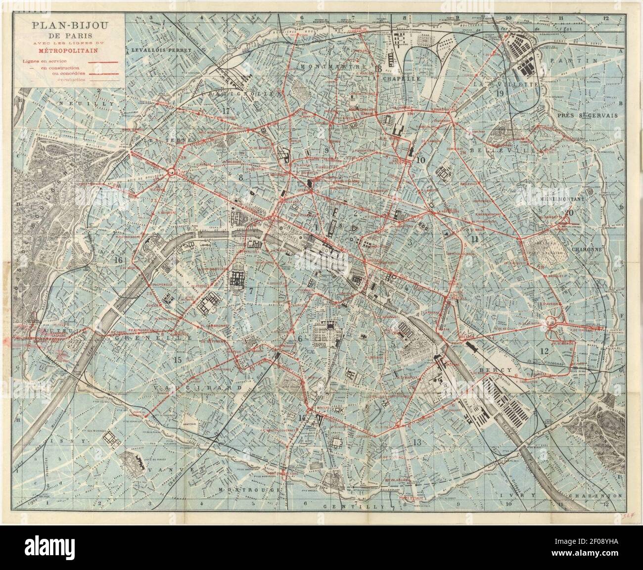 Plan-bijou de Paris avec les lignes du métropolitain, Side B - Penn ...