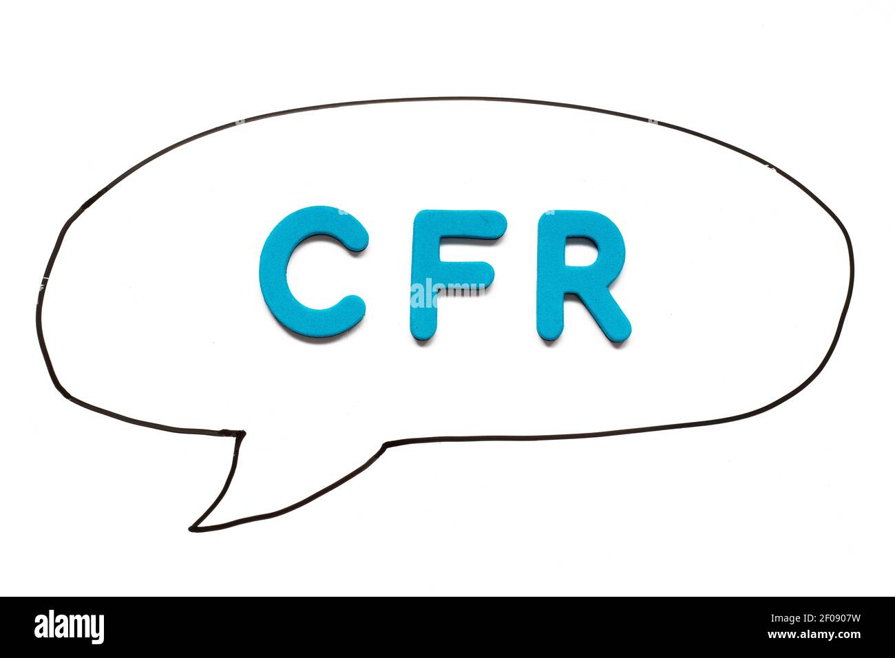 Alphabet letter with word CFR (abbreviation Cost and freight) in black ...