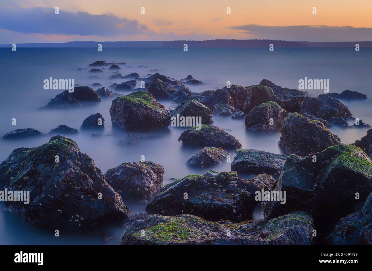 West Seattle Sunset Sunrise Sescape Long Exposure Stock Photo - Alamy