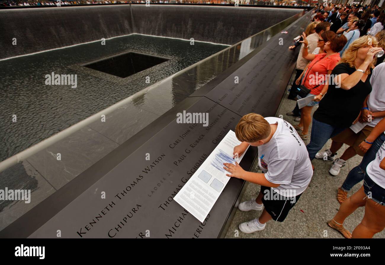 11 September 2011 - New York, NY - Nine-year-old August Larsen makes a ...