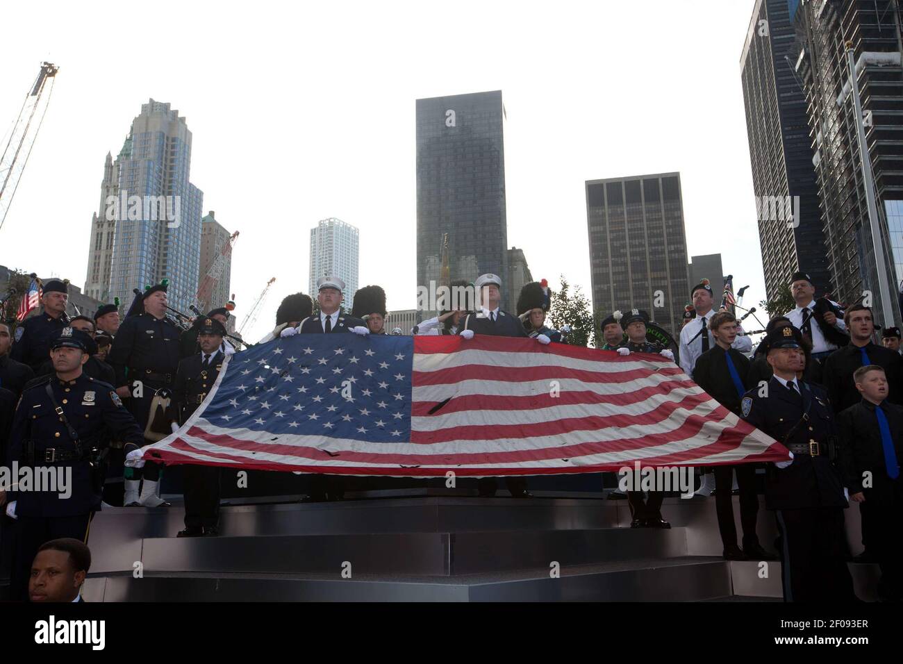 11 September 2011 - New York, NY - The WTC 9/11 flag is unfurled during ...