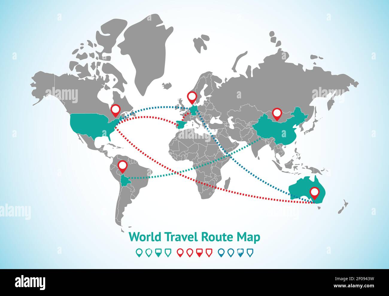 Earth map GPS with lines and descriptions of world travel route map ...