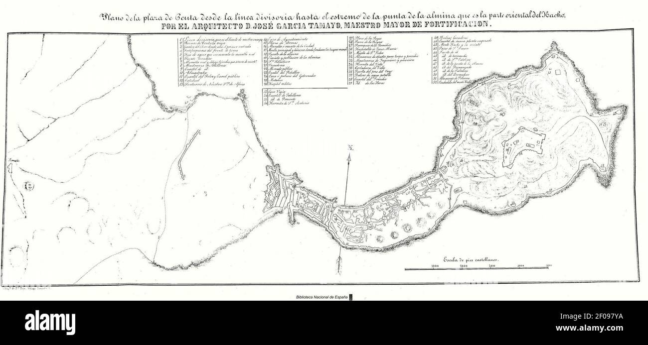 Plano de Ceuta en 1855 Stock Photo - Alamy