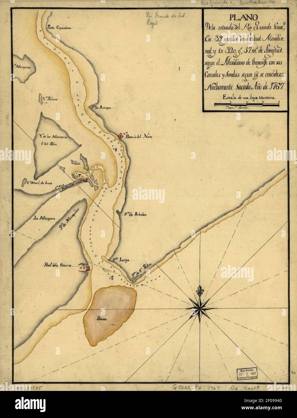 Plano de la entrada del Rio Grande situao. en 32 grados de latitud ...