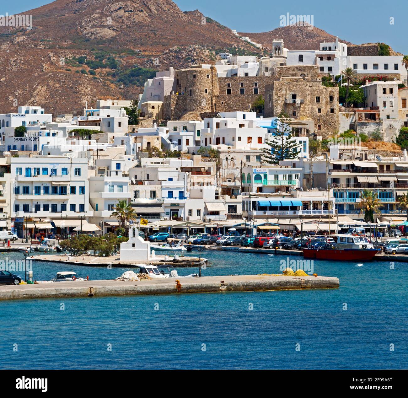 Old history in cyclades island harbor and boat santorini naksos europe ...