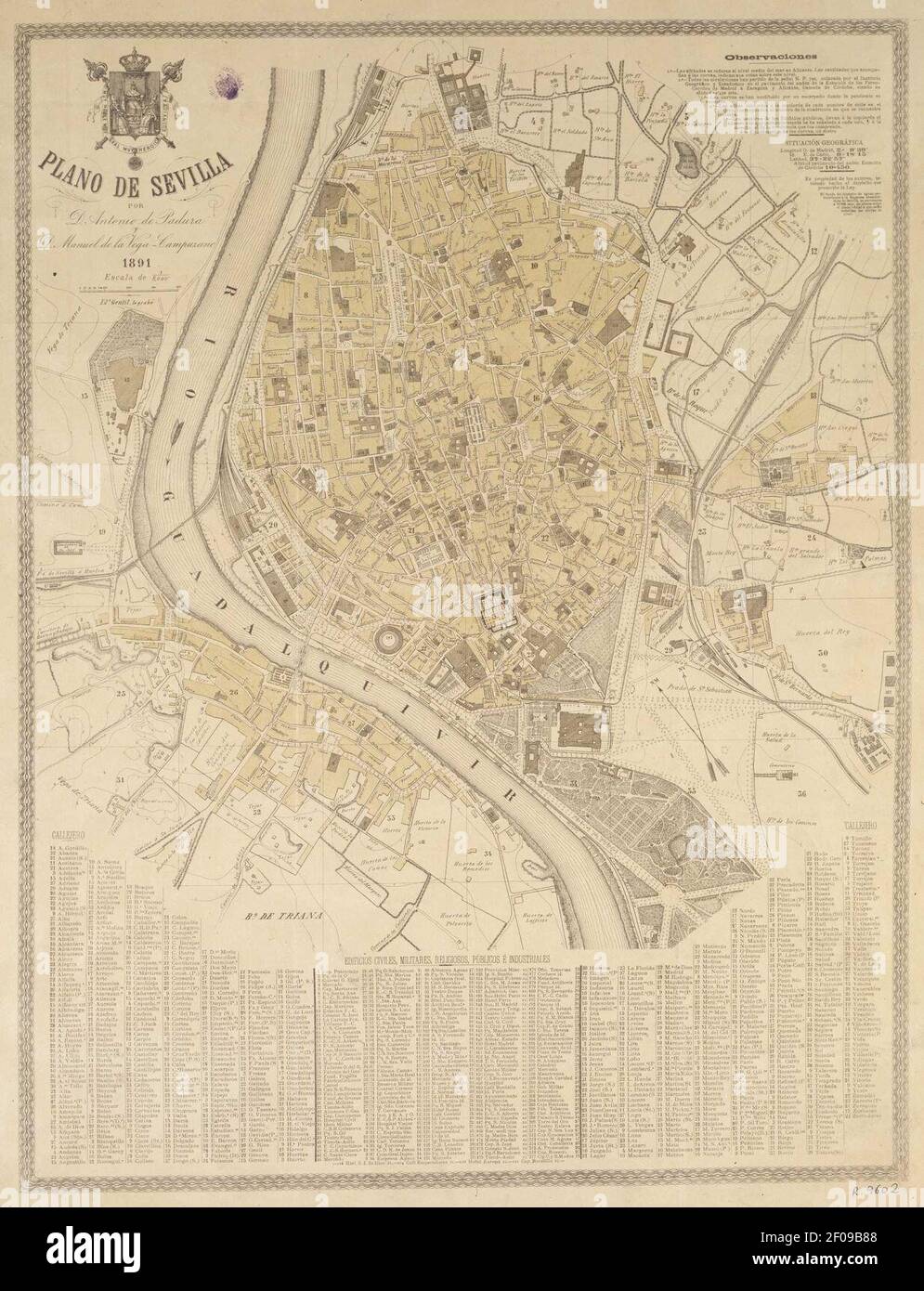 Plano de Sevilla 1891 Stock Photo - Alamy