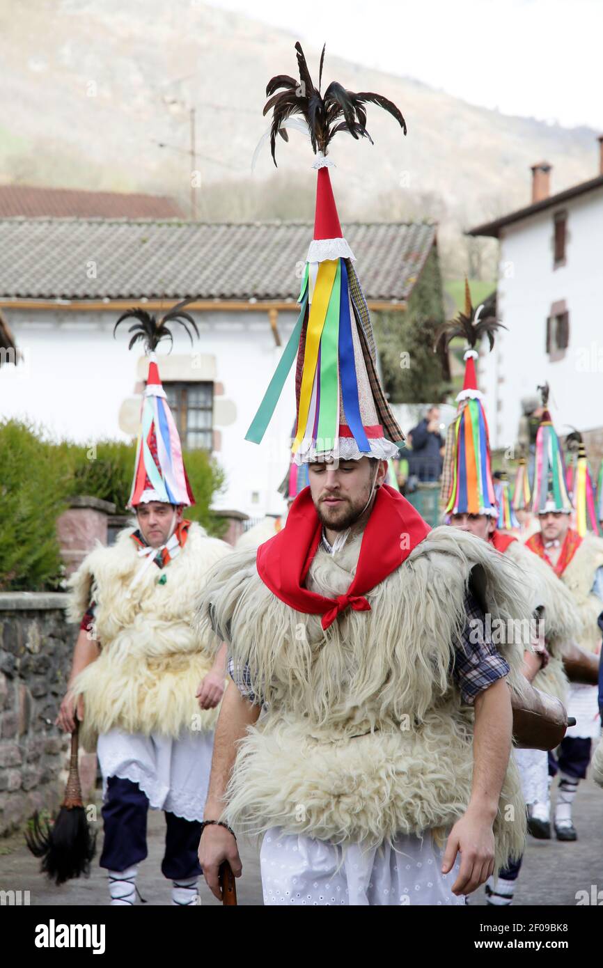 Zubieta, Navarre, Spain - 28th Jan, 2020 : Traditional carnival ...