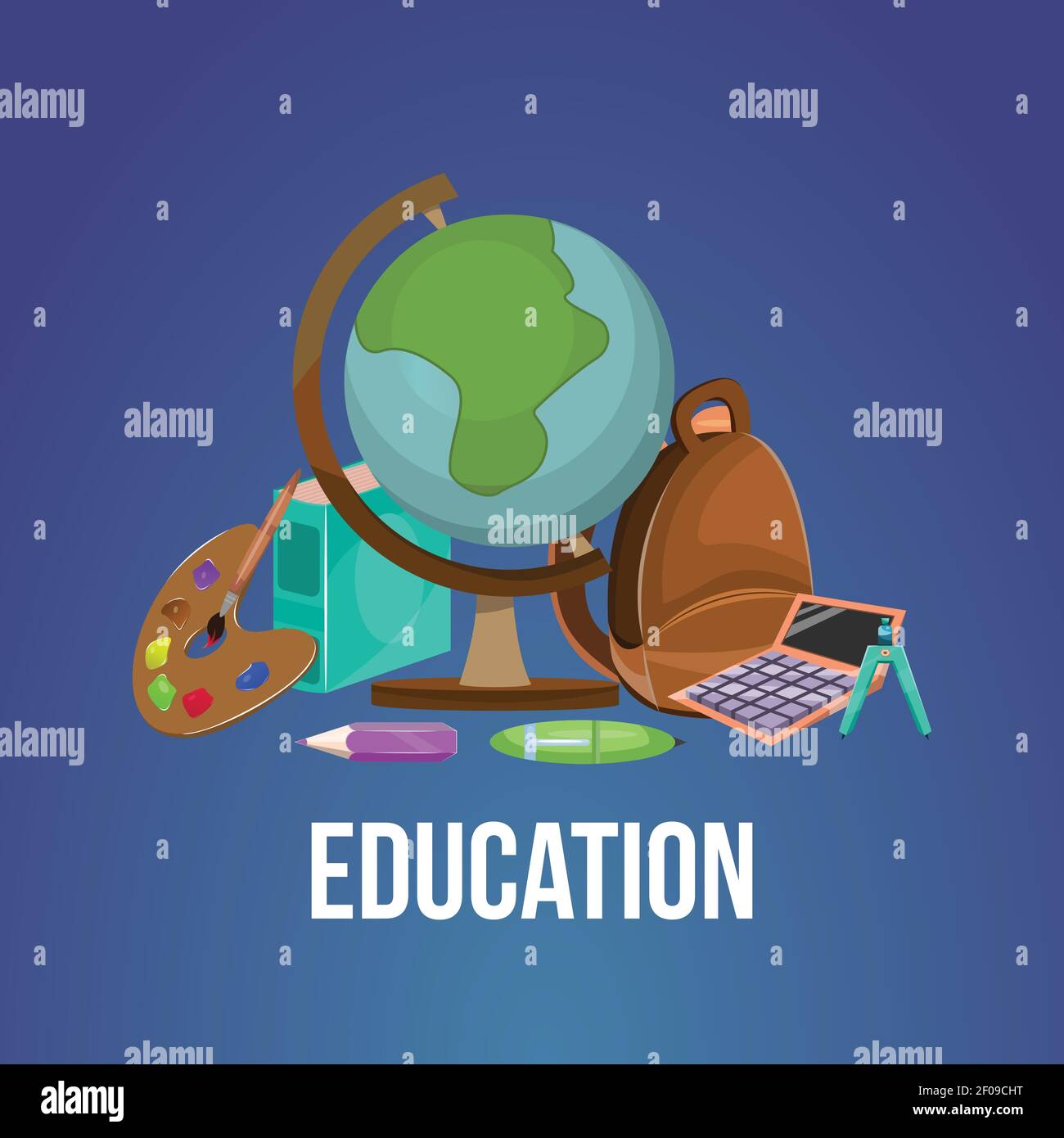 Cartoon education poster or flyer tools books accessories needed to ...