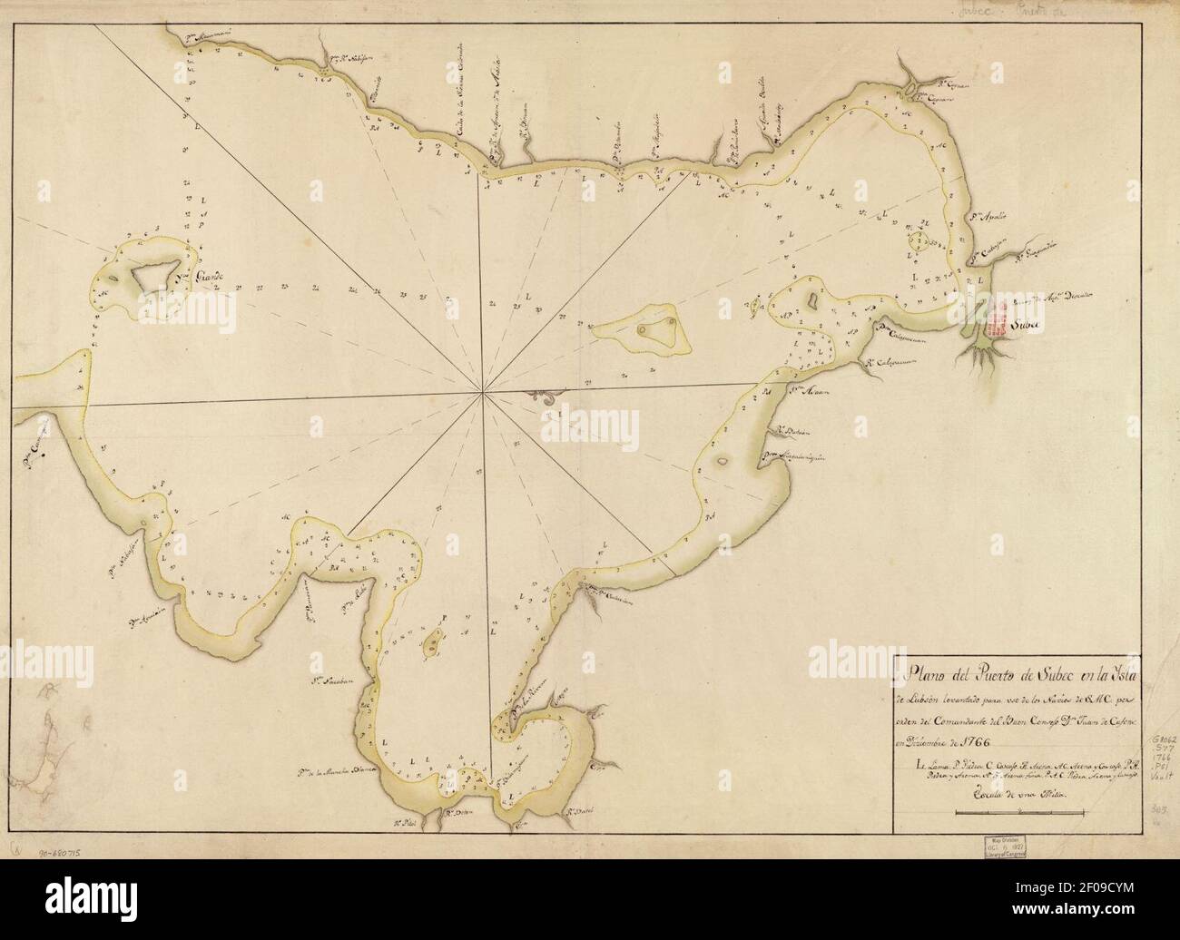 Plano del Puerto de Subec en la Ysla de Lubson Stock Photo - Alamy