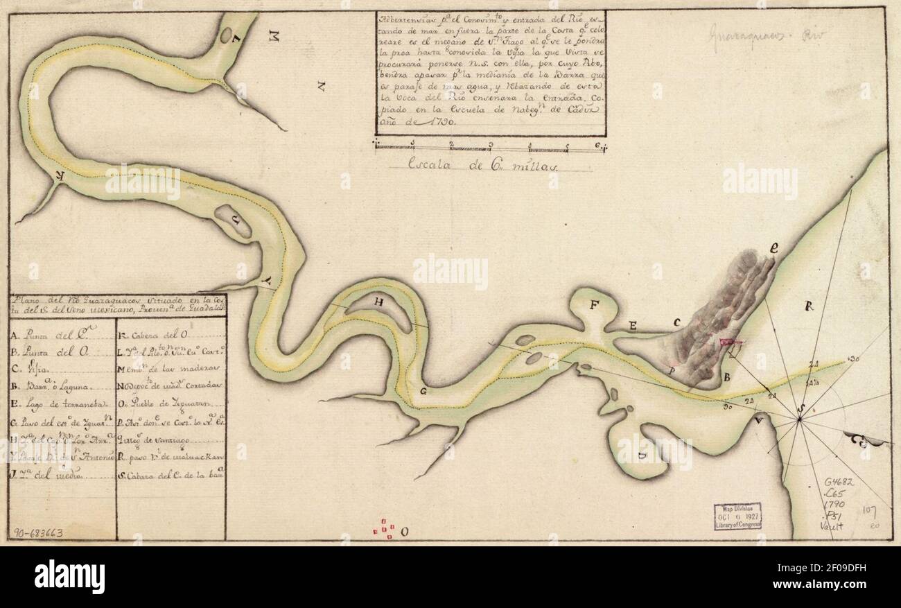 Plano del Río Guazaquacos situado en la costa del S. del seno mexicano ...