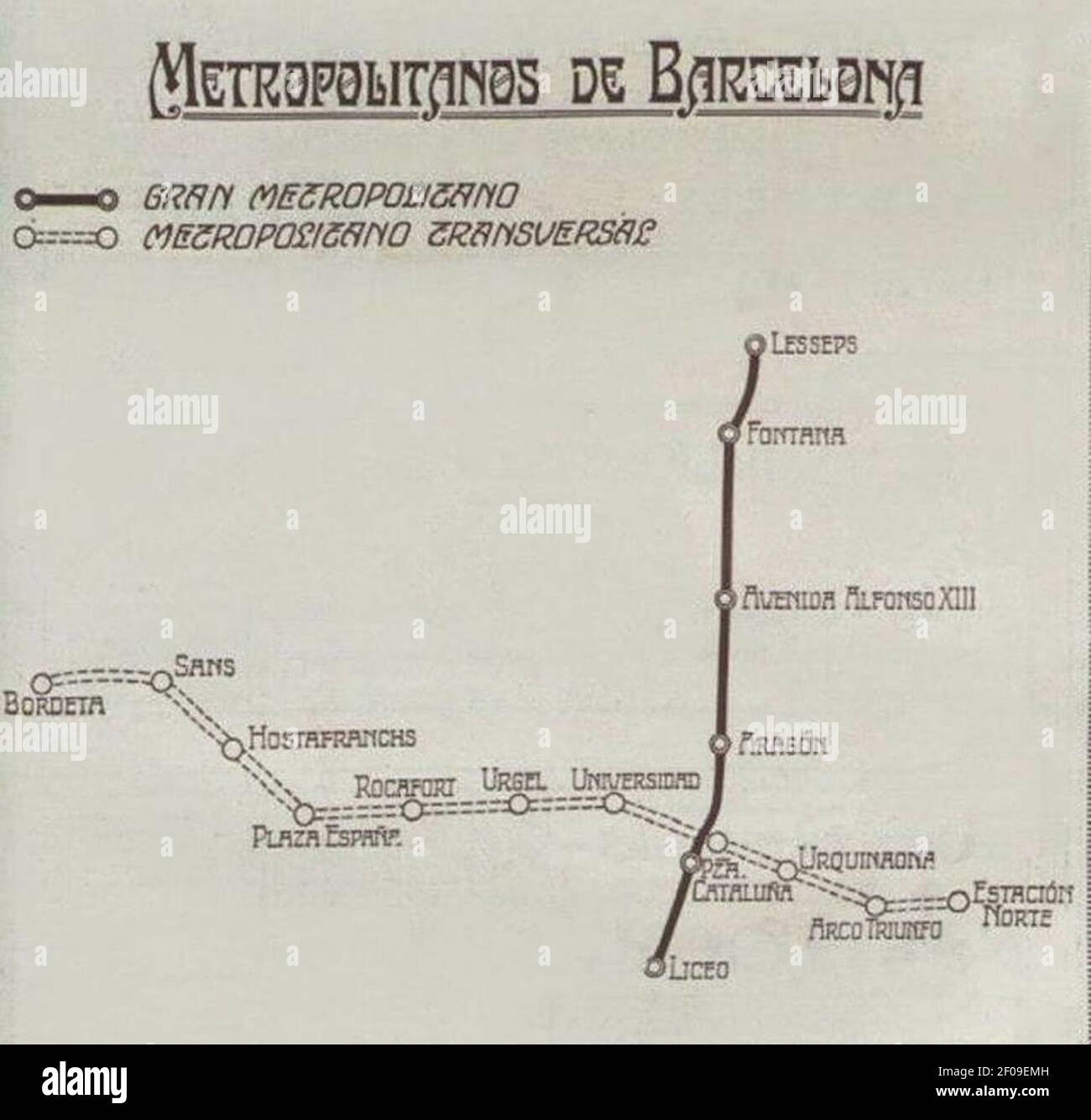 Plano Metro BCN 1925 Stock Photo - Alamy