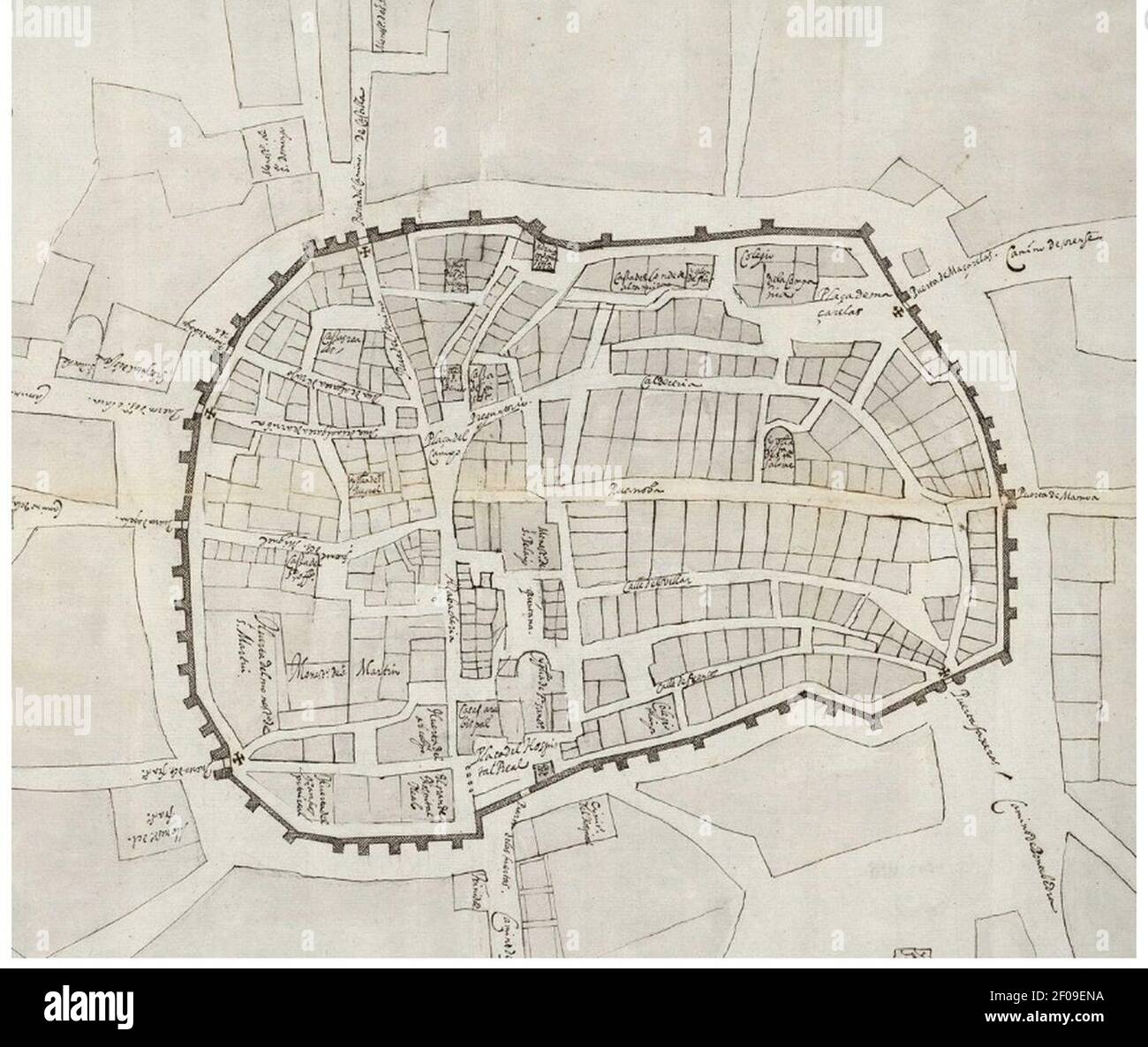 Plano Santiago. 1595. Archivo General de Simancas. MPD, 34, 21 Stock ...