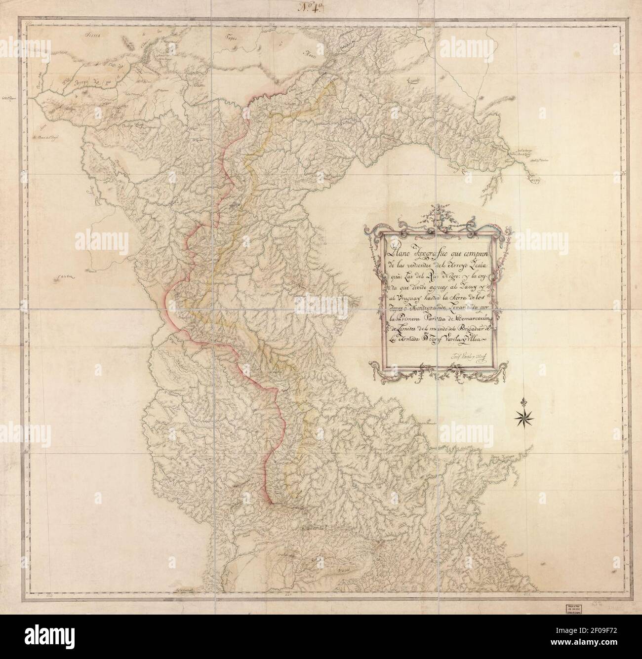 Plano topografico que comprende las vertientes del Arroyo Ycabaqua, las ...