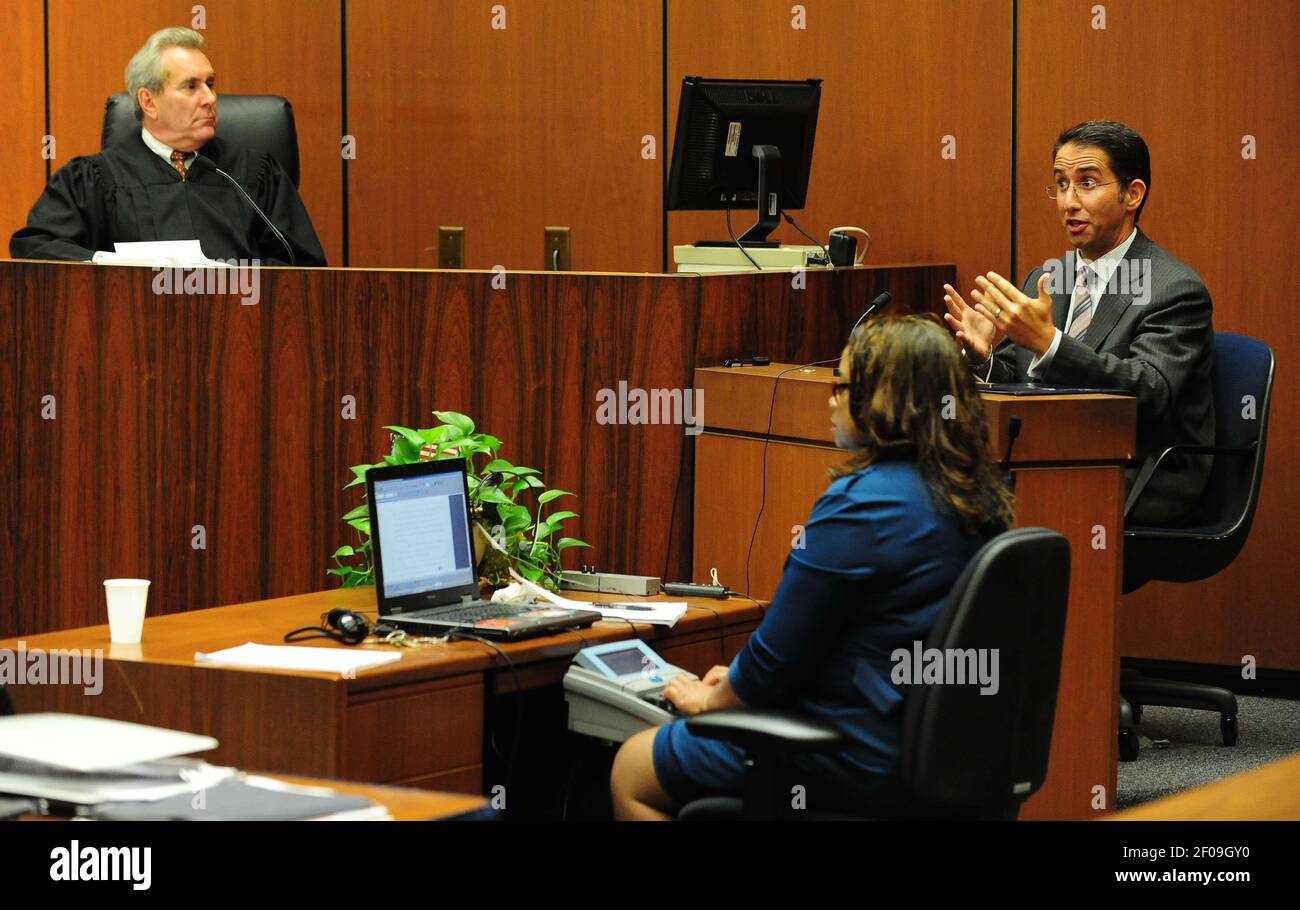 13 October 2011 - Los Angeles, CA - Judge Michael E. Pastor (L) looks ...