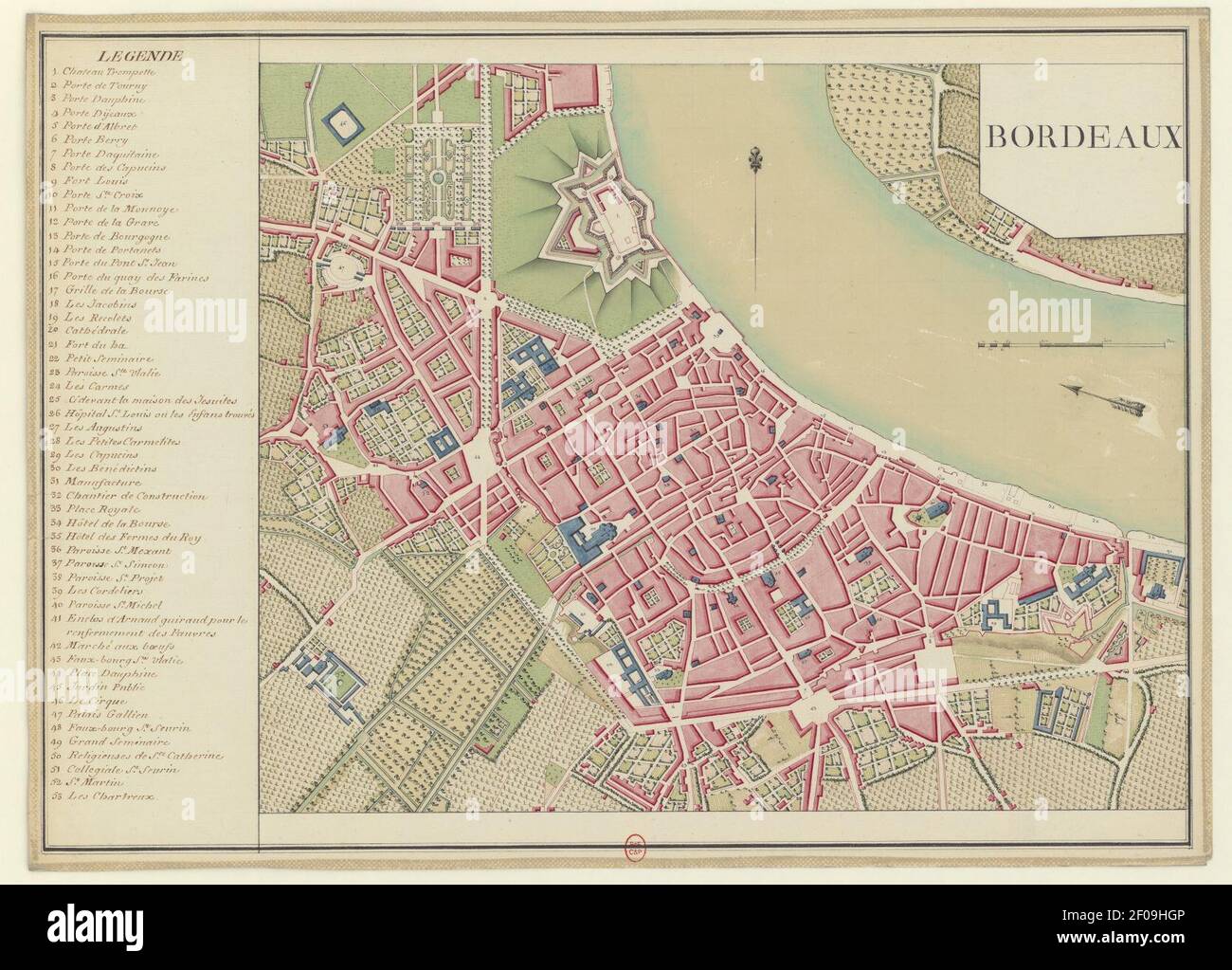 Plans des ports de France (1777) - Bordeaux Stock Photo - Alamy