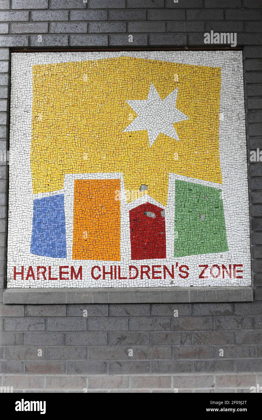 20 October 2011 - New York - Placard outside the Harlem Children's Zone ...