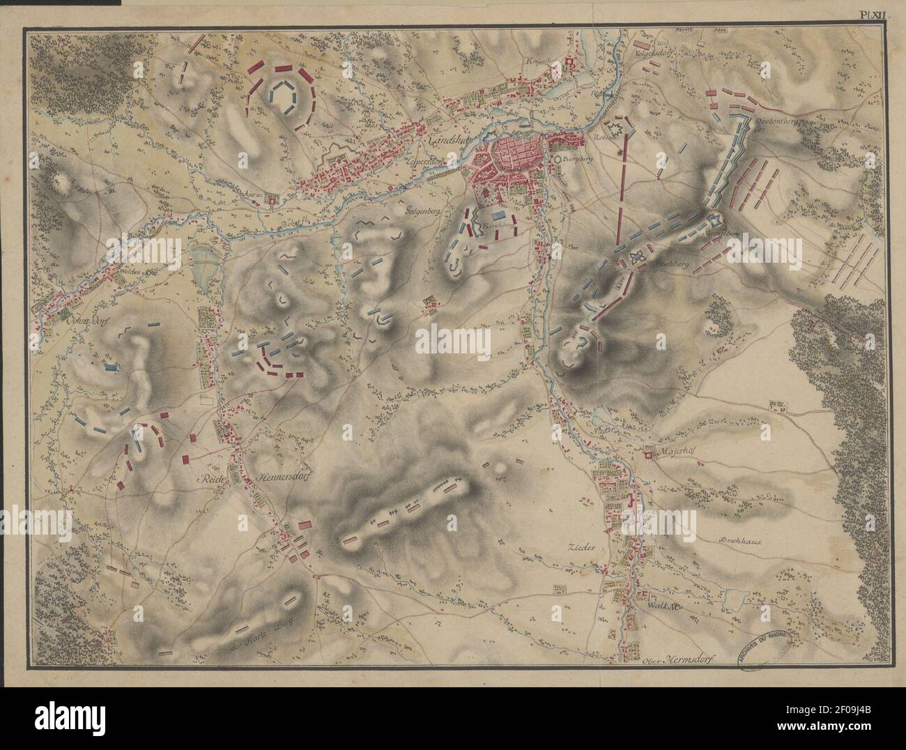 Plans d'opérations militaires en pays germanique,tracé du relief et des ...