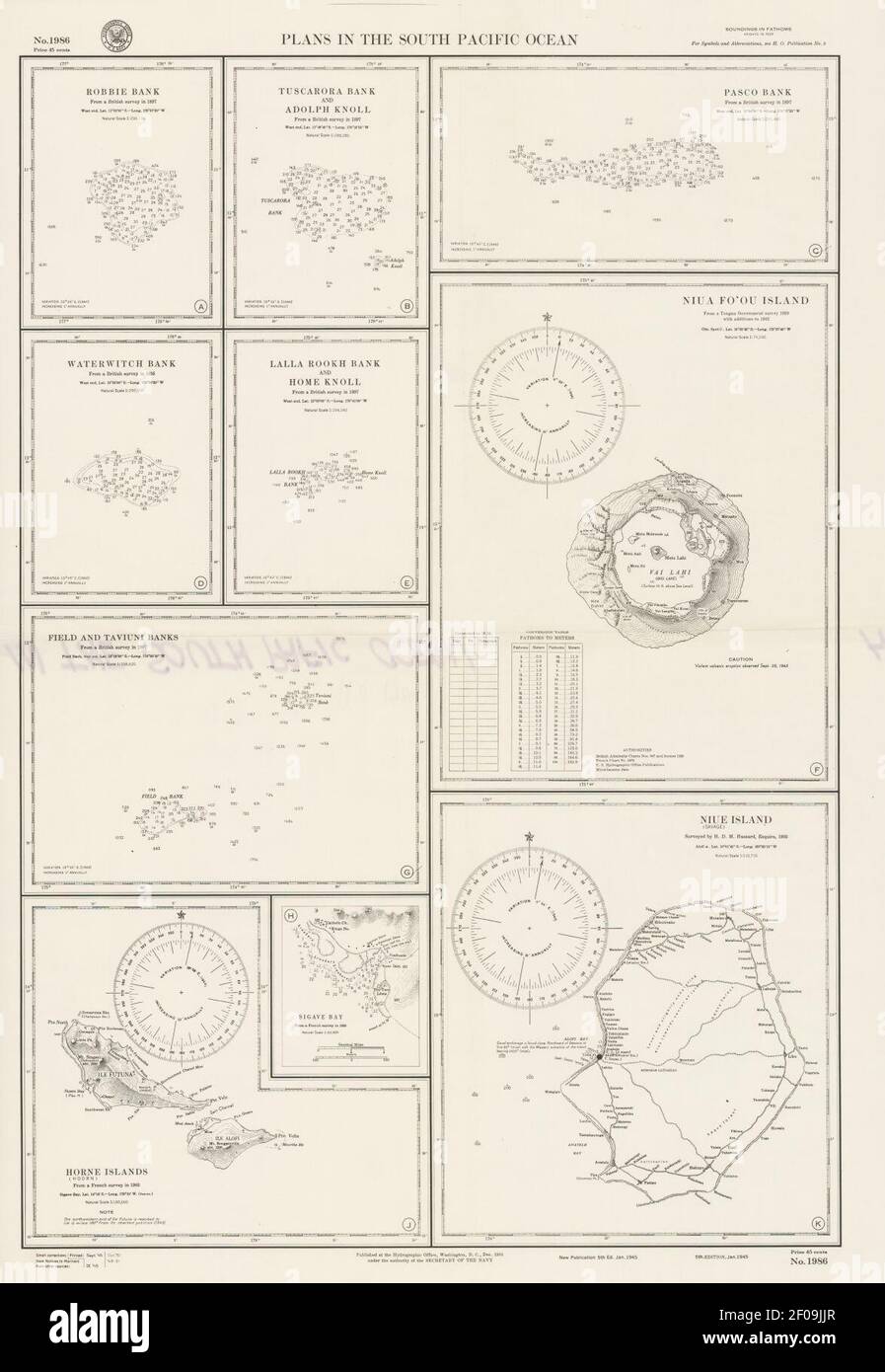 Plans in the South Pacific Ocean 1951 US nautical chart Stock Photo - Alamy