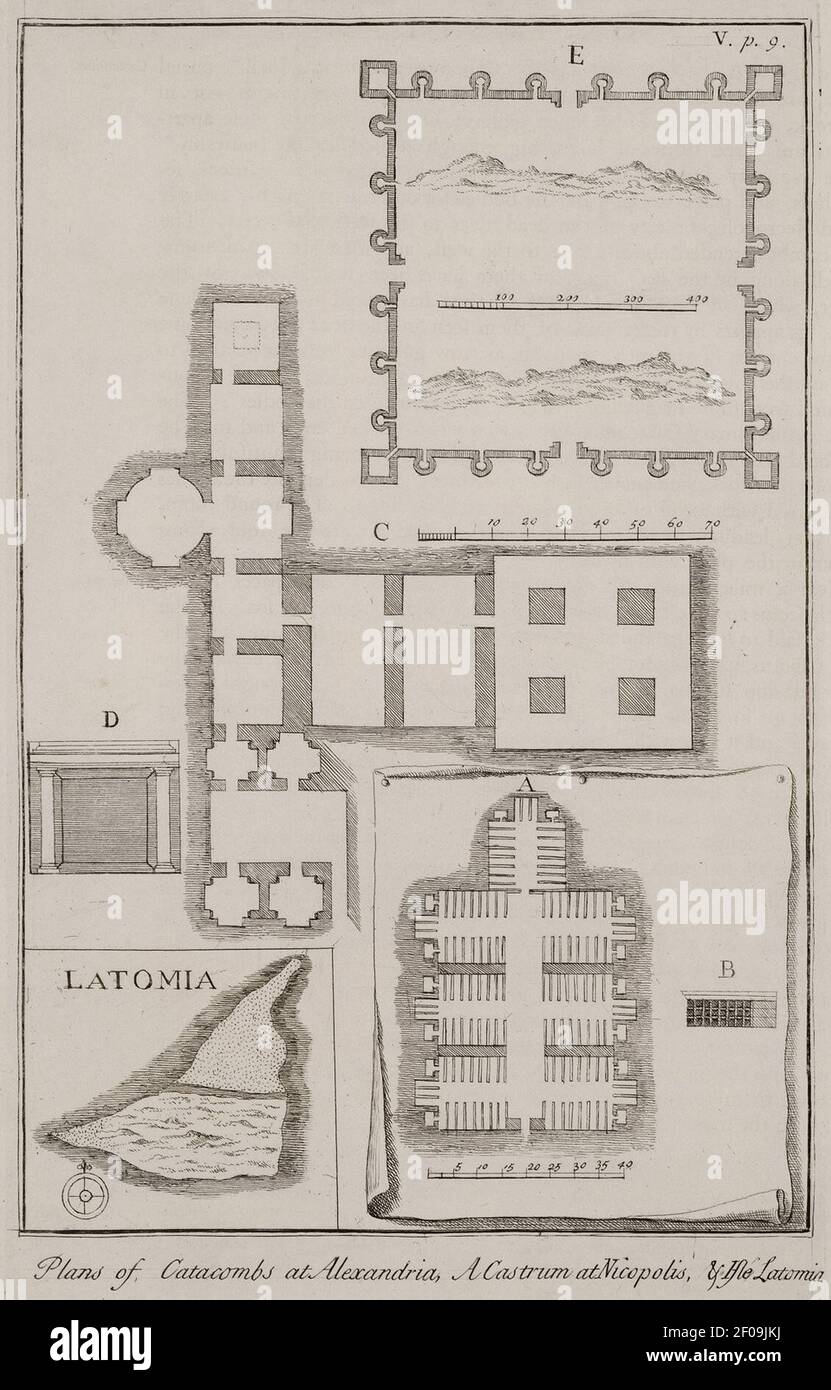 Plans of Catacombs at Alexandria A Castrum at Nicopolis, & Isle Latonia ...