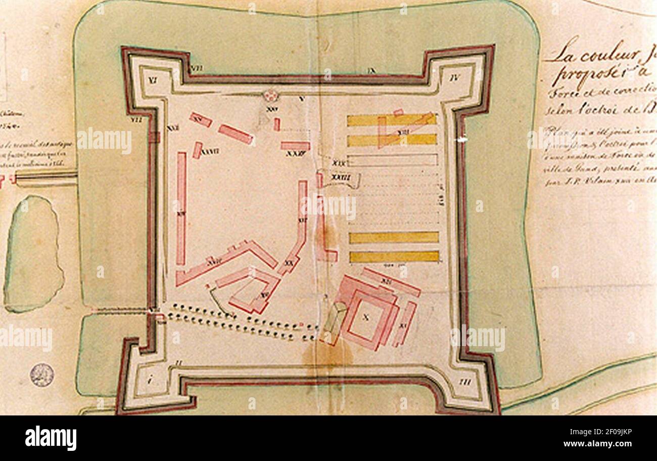 Plans for a prison in the Spanjaardenkasteel, Ghent Stock Photo - Alamy
