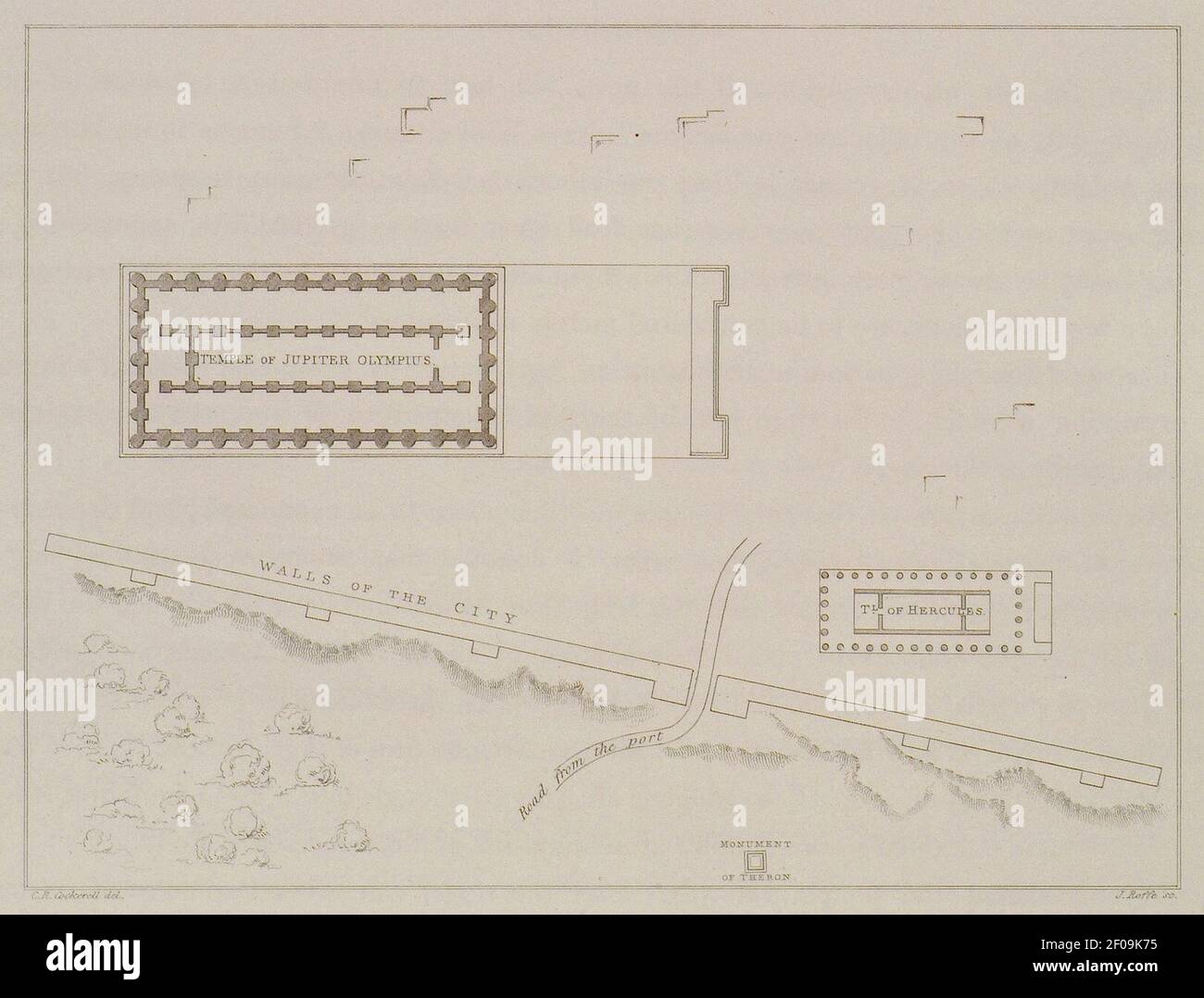 Plans of the temples of Zeus and Heracles at Agrigento, Sicily Map of ...