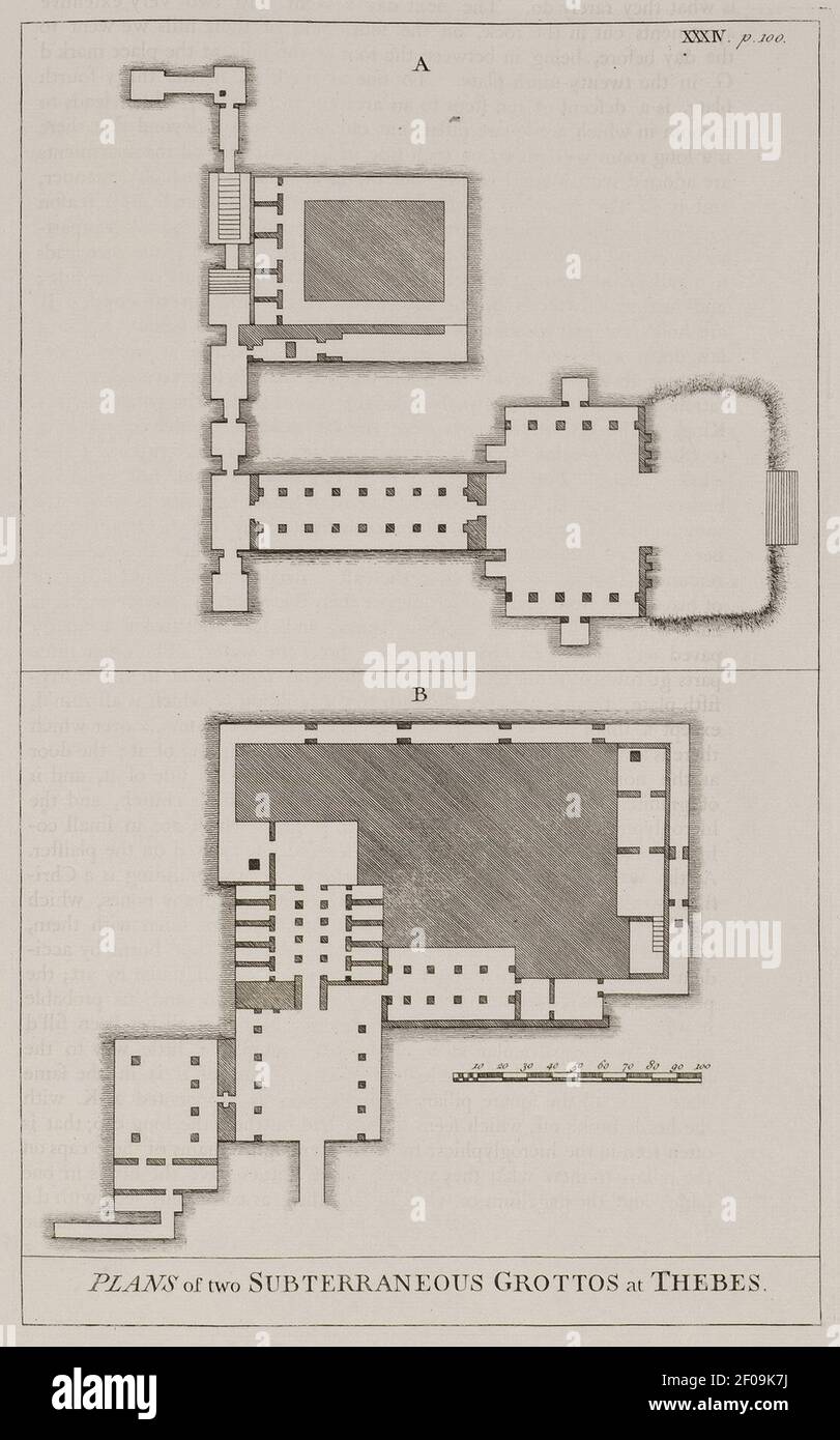 Plans of two subterraneous Grottos at Thebes - Pococke Richard - 1743 ...