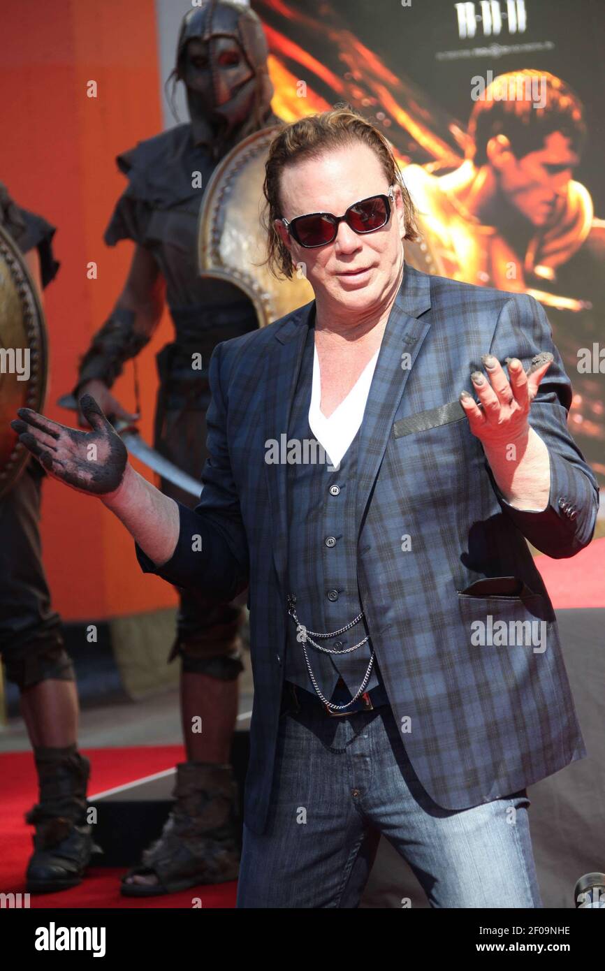 31 October 2011 - Hollywood, CA - Mickey Rourke poses during his Hand ...