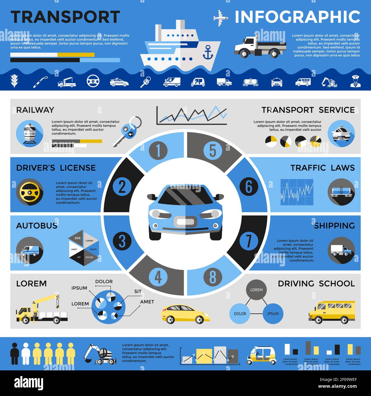 Transport colored infographics with transport correlation on the chart ...