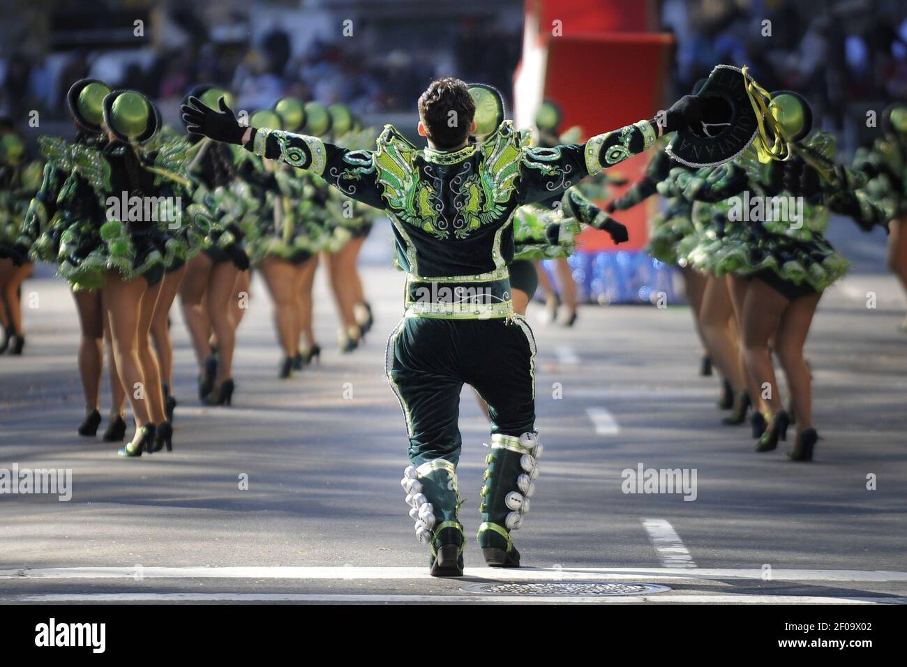 24 November 2011 - New York - Members Ama Boliviana Folk Dancers march ...