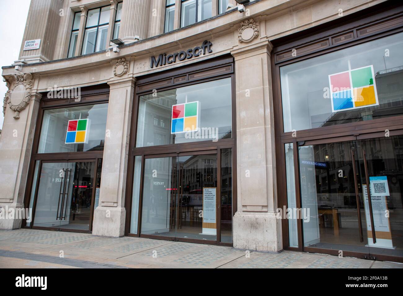 Microsoft Flagship Store in Oxford Street is pictured closed. (Photo by ...