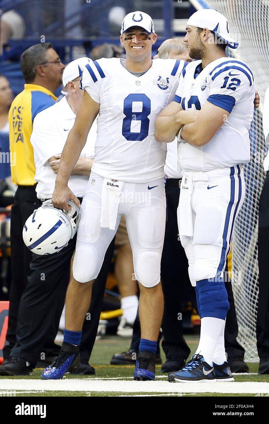 Indianapolis Colts quarterback Matt Hasselbeck (8), right, and ...