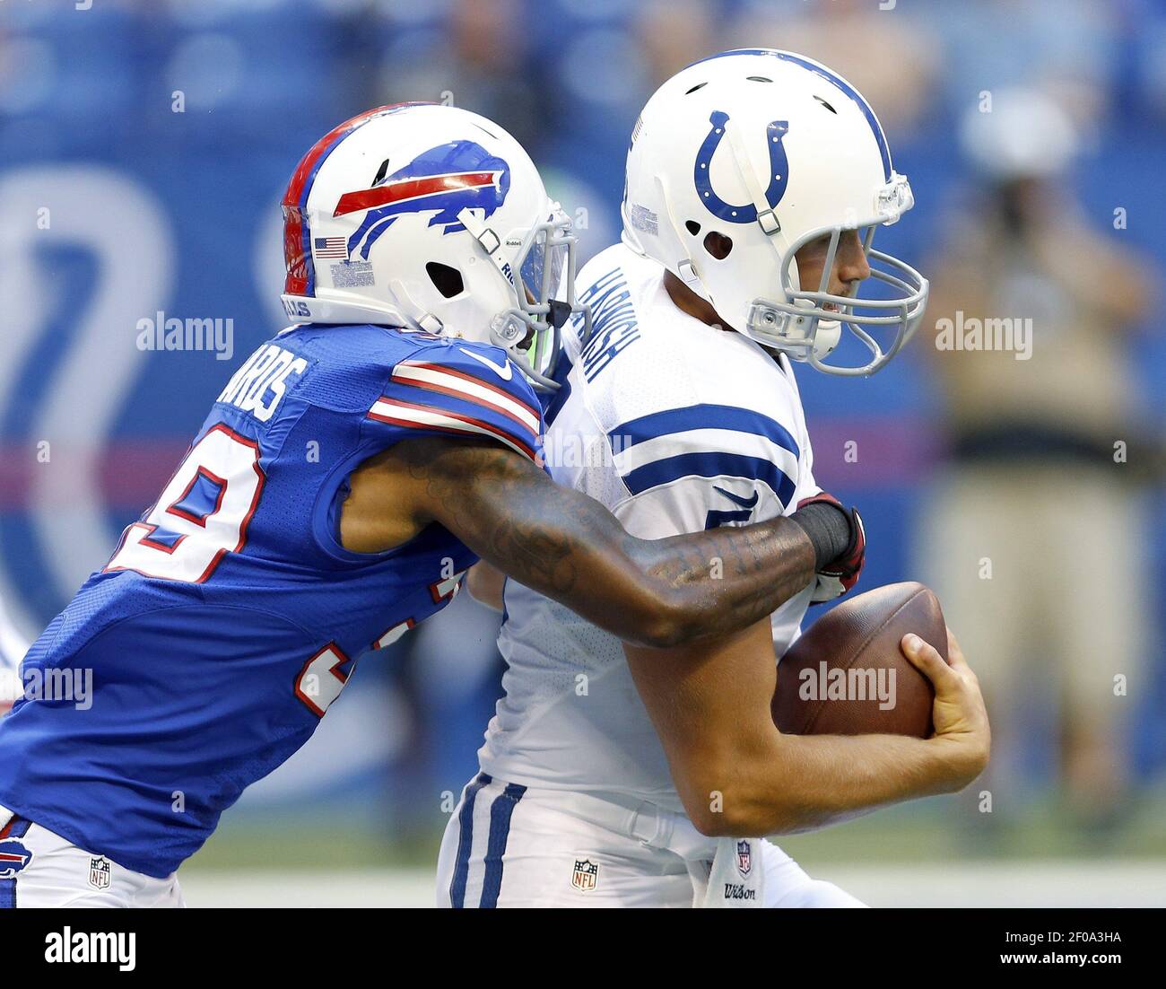Indianapolis Colts quarterback Chandler Harnish (5) is tackled by ...